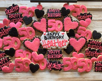 50th Birthday Sugar Cookies, 50th Birthday Favors, Fifty Party Favors ...