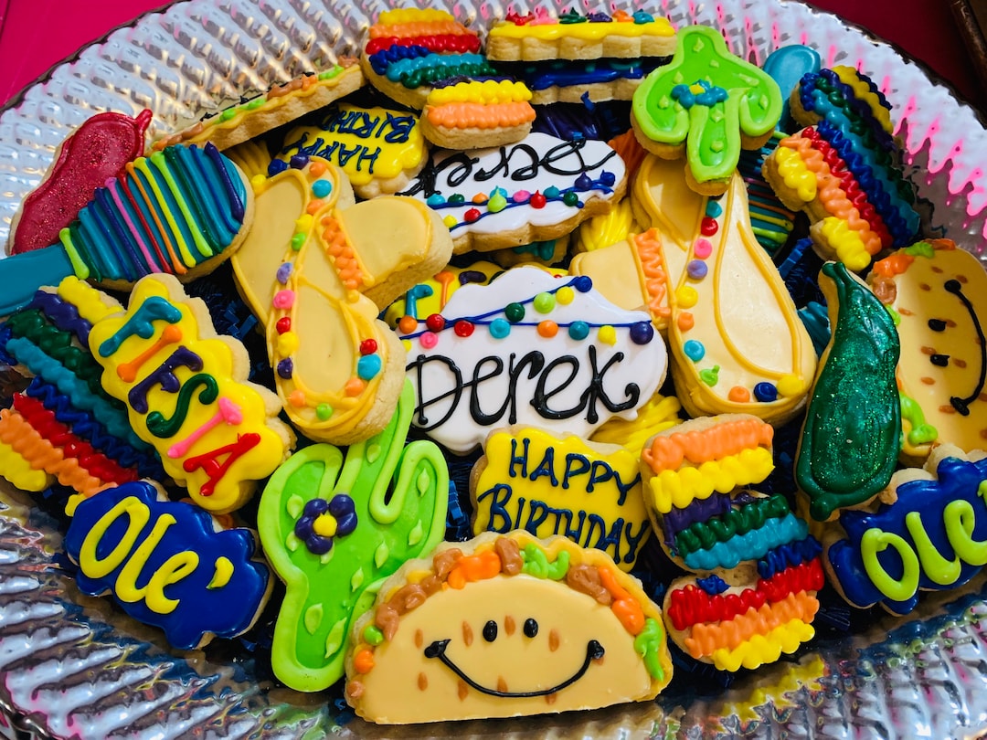 Fiesta Themed Birthday Cookies for a Tray - Etsy