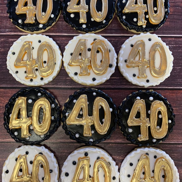 Happy Birthday 40th Cookies - Etsy