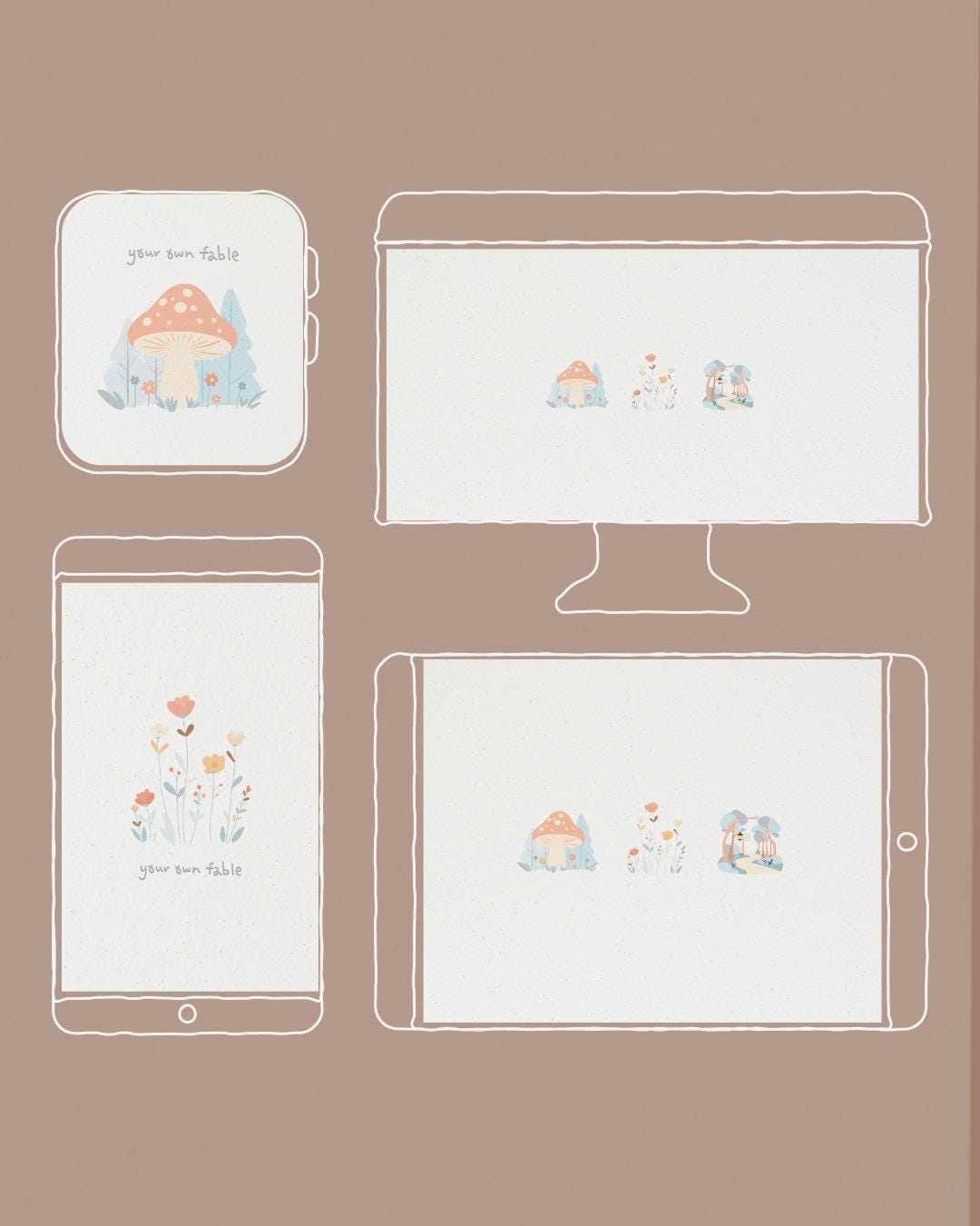 Your Own Fable Wallpaper Set: Minimalist Boho Decor (digital Download ...