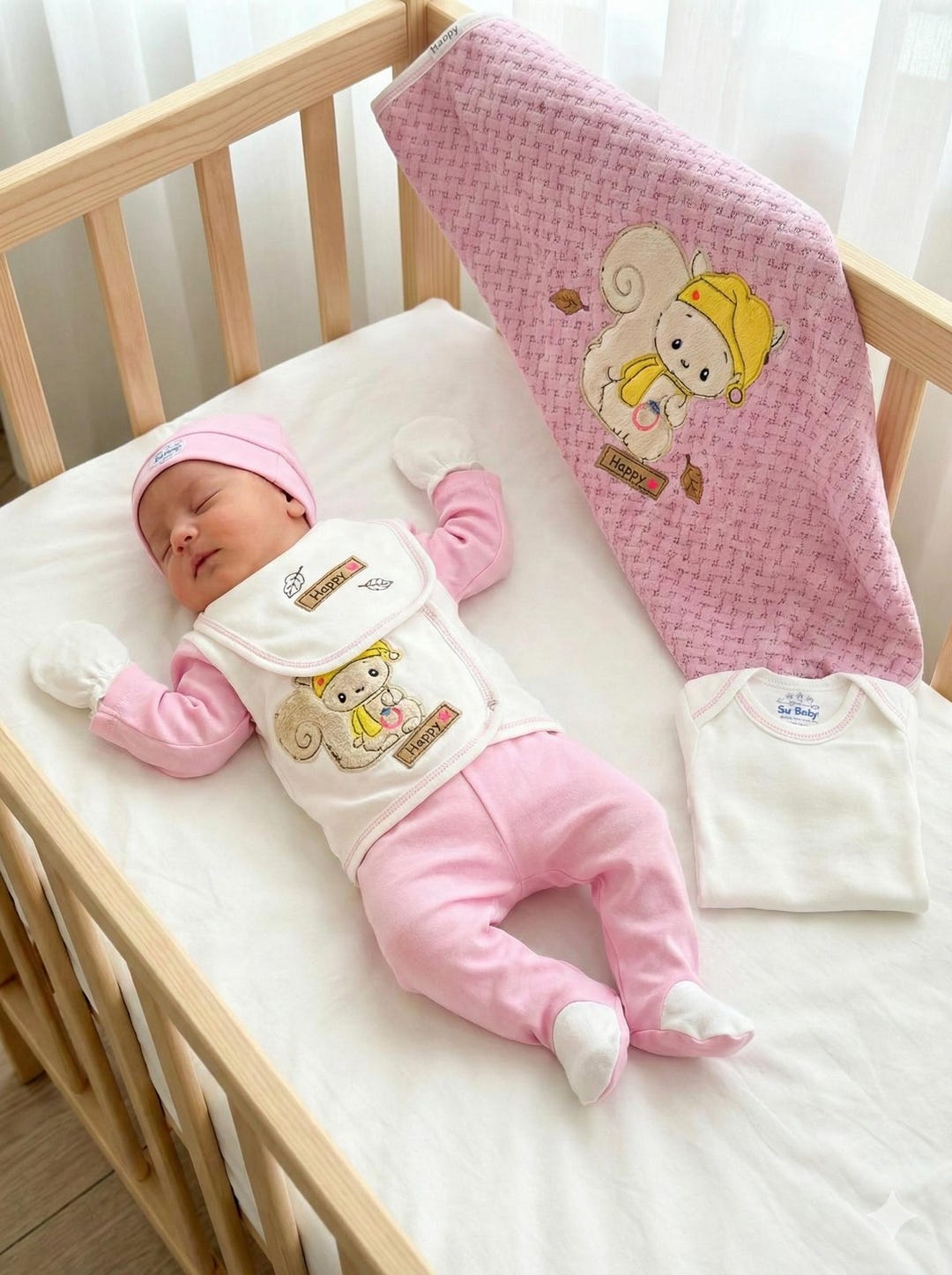 Pink Squirrel Hospital Set, Happy Newborn Outfit, 10 Piece Cotton ...