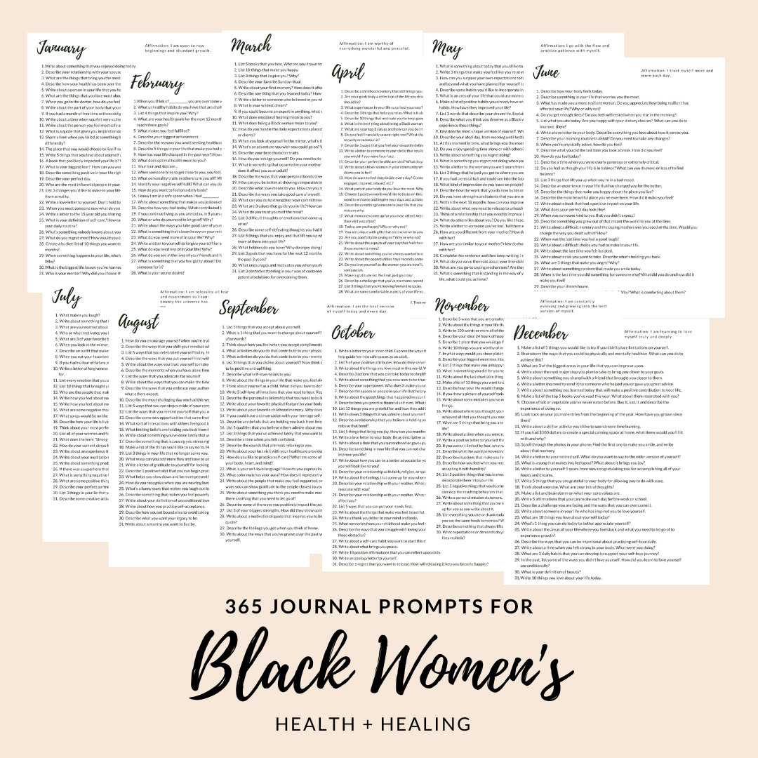 365 Journal Prompts for Black Women's Health & Healing INSTANT Download ...