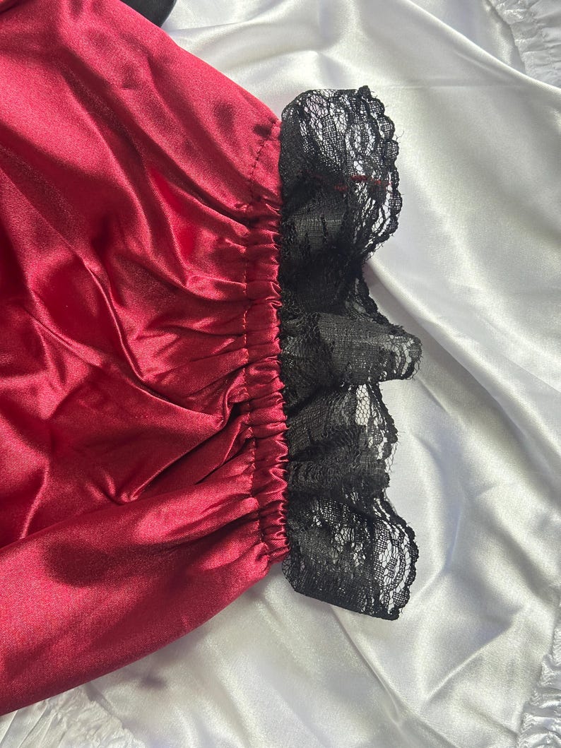 French Black Lace Trim Housemaid Uniform Apron Puff Sleeve Lockable ...