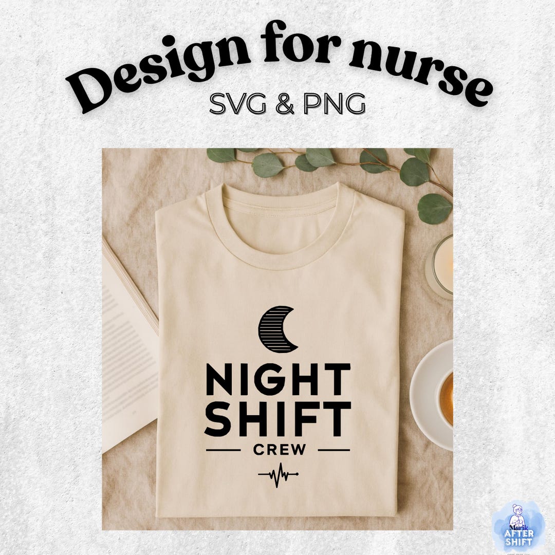 Night Shift Crew SVG, Moon EKG Cut File, Cricut Silhouette, PNG Digital ...