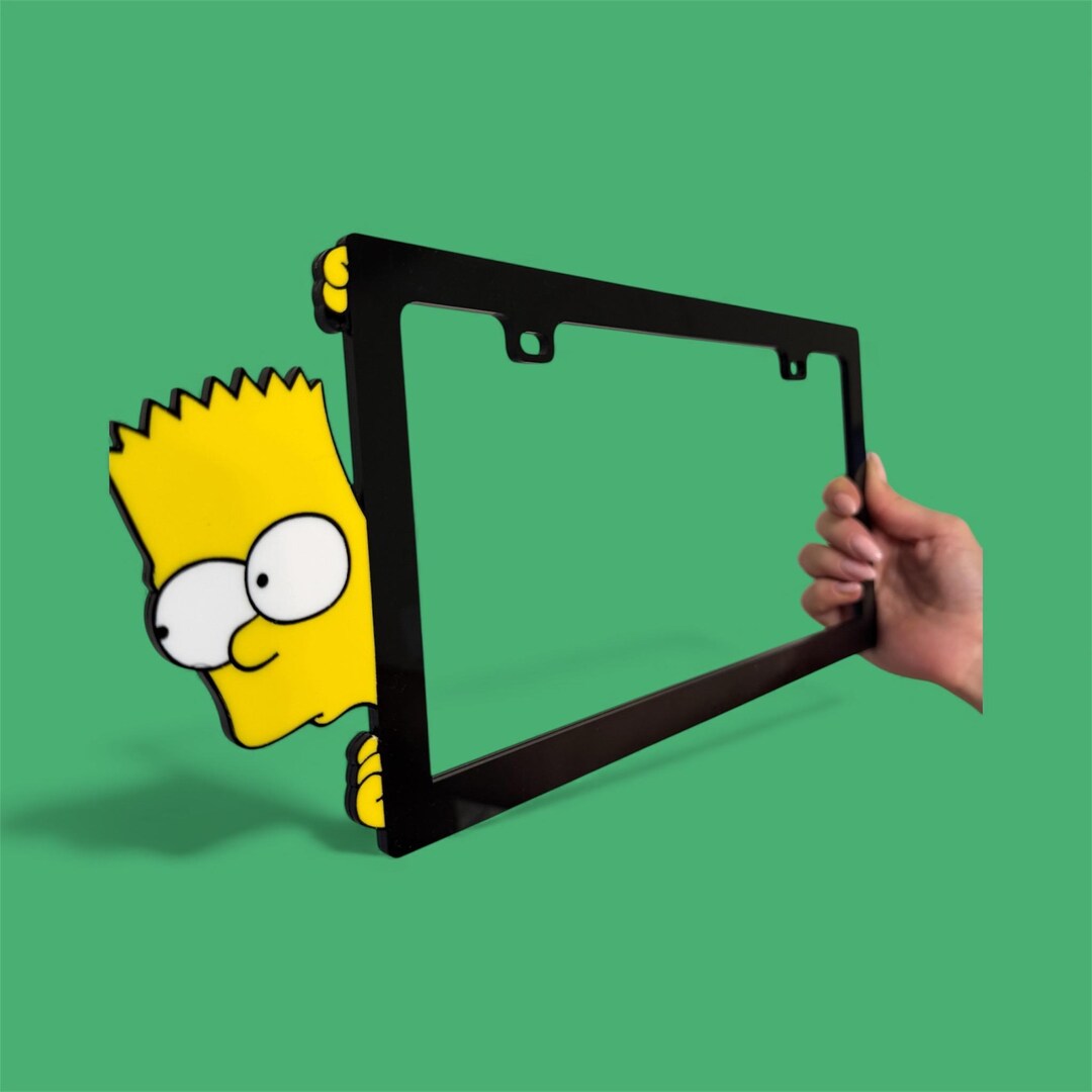 Bart Simpson 3D Car License Plate Frame – Handmade, Glossy Black - Etsy