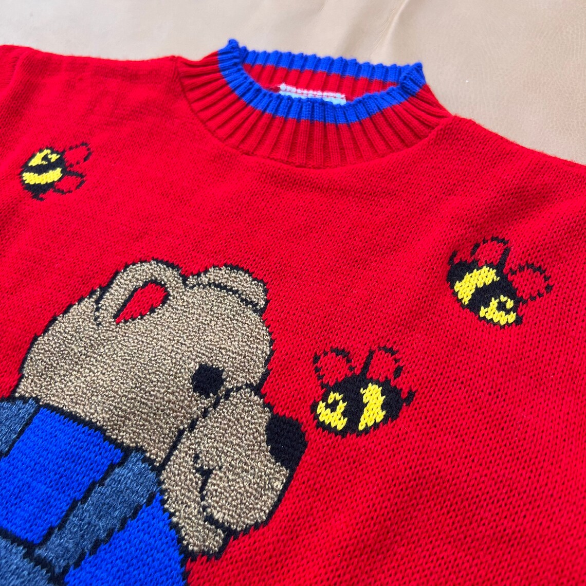 Vintage 90s Jet Set Kids Knit Bear and Bumblebee Sweater—made in Usa ...