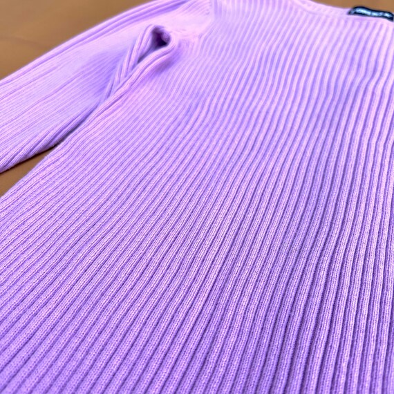 2000s Womens Ribbed Lavender Sweater, Y2K Fitted Pur… - Gem