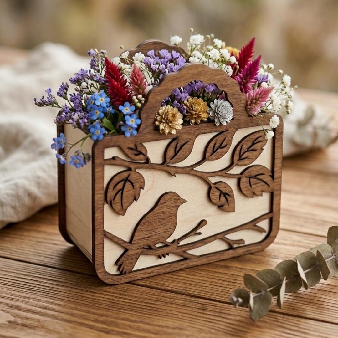 Laser Cut Wooden Flower Bouquet Box, Gifts for Special Occasions ...