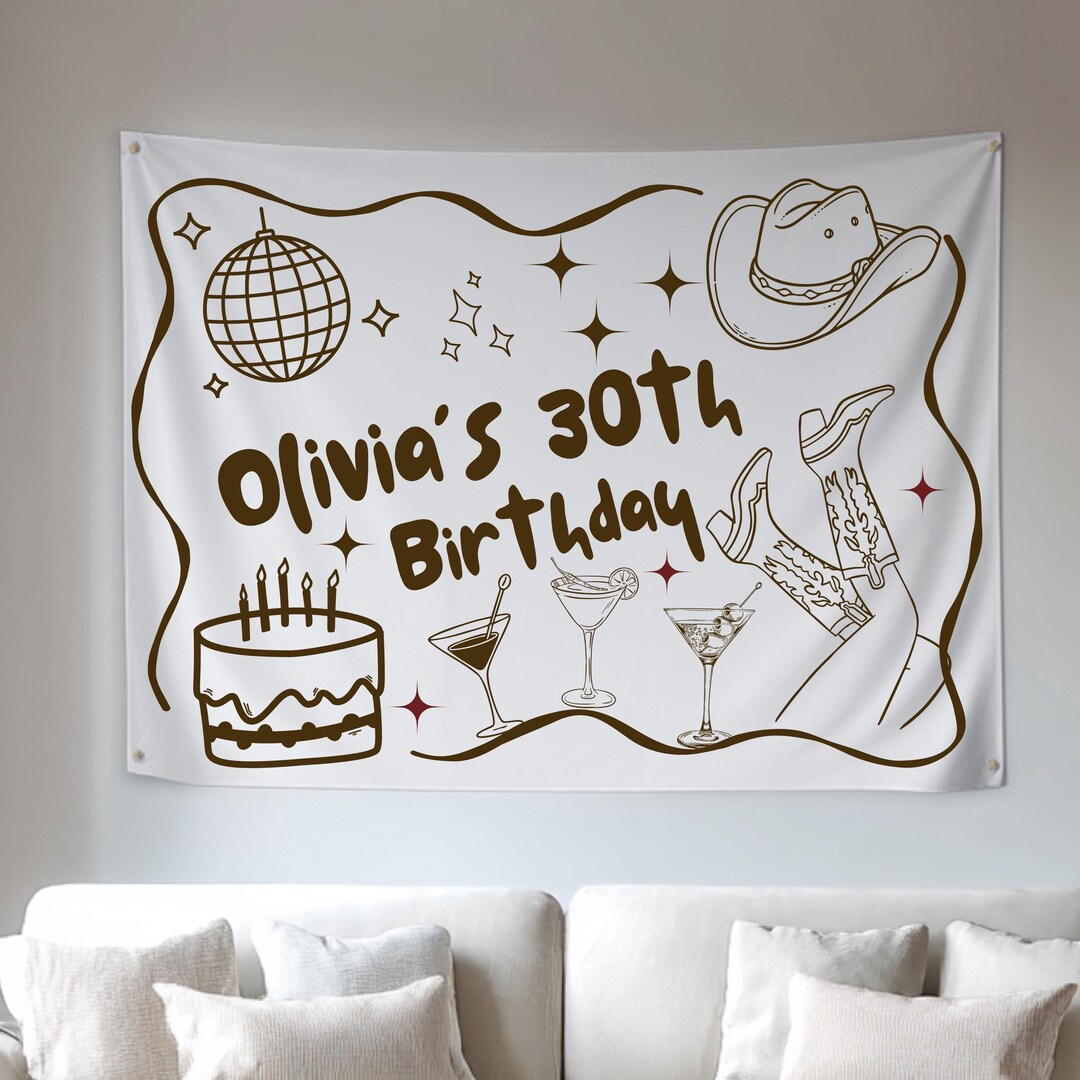 Birthday Banner, Disco Cowgirl Birthday Decor, Western Birthday Party ...