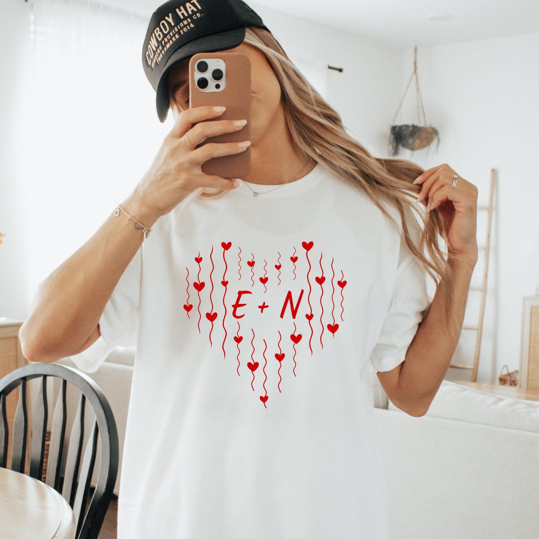 Custom Initials Valentine Shirt, Heart Initials Shirt, Couples Matching ...