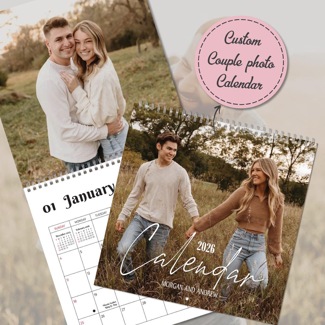 Personalized Couple Photo Calendar 2026, Custom Romantic Anniversary ...