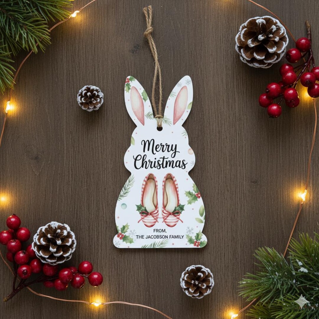Christmas Bunny Gift Tag | Printable Rabbit Gift Tag | Ballet Shoes ...