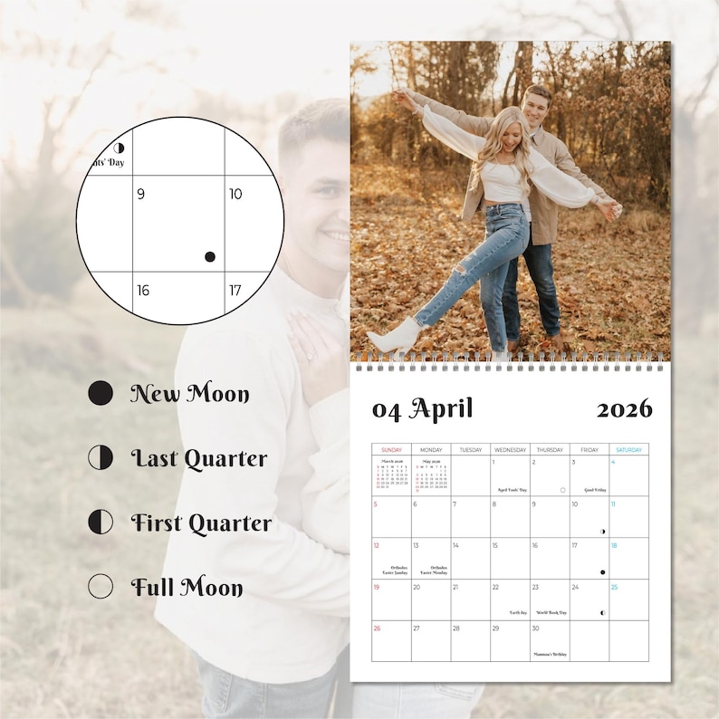 Personalized Couple Photo Calendar 2026, Custom Romantic Anniversary ...