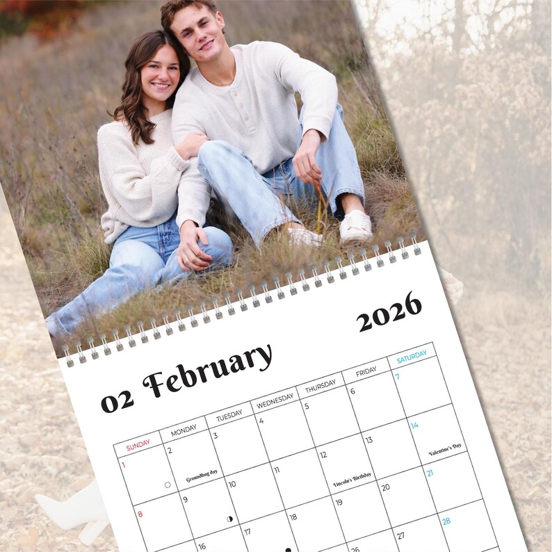 Personalized Couple Photo Calendar 2026, Custom Romantic Anniversary ...