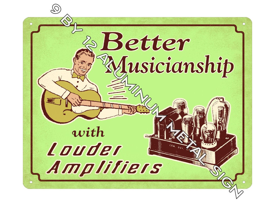 Funny LOUD Guitar Amplifier Metal SIGN Vintage Style Art Tube Amp Head ...
