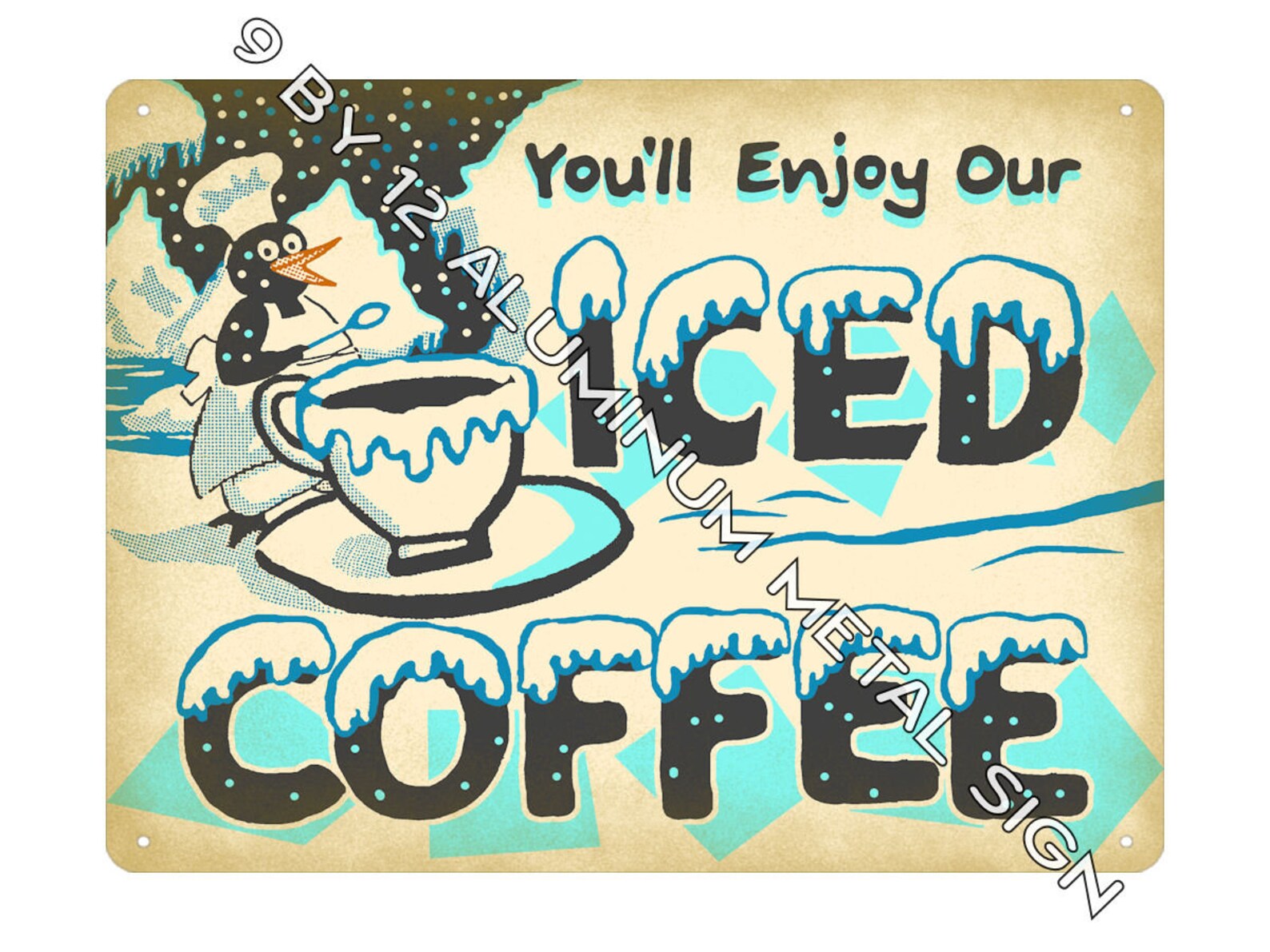 Iced Coffee Metal Sign Kitchen Cafe Diner Shop House Espresso Grind ...