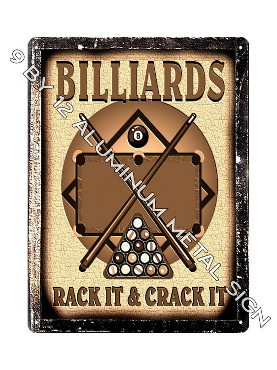 BILLARDS METAL SIGN Funny Pool Table Gift Vintage Style Game Room Wall ...