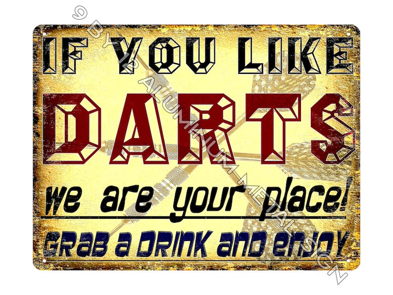 DARTS Metal Sign Funny VINTAGE Style Bar Pub Great Gift Garage 1950 ...