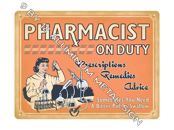 Pharmacy METAL SIGN Pharmacist Vintage Drug Store Decor Female - Etsy