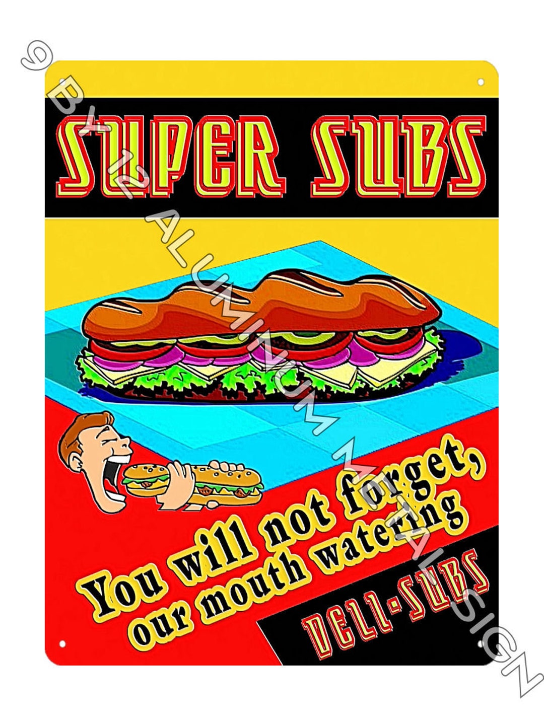 Deli Sub Sandwiches Metal Sign Restaurant Diner Retro Style Wall ...