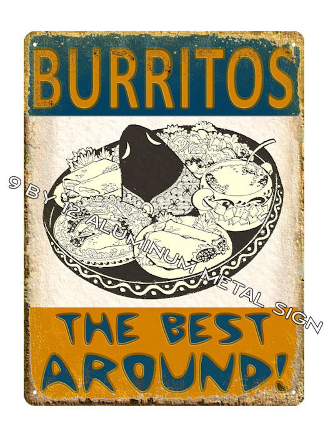 Burritos Mexican Food METAL SIGN Great Gift for Spanish Restaurant Wall ...