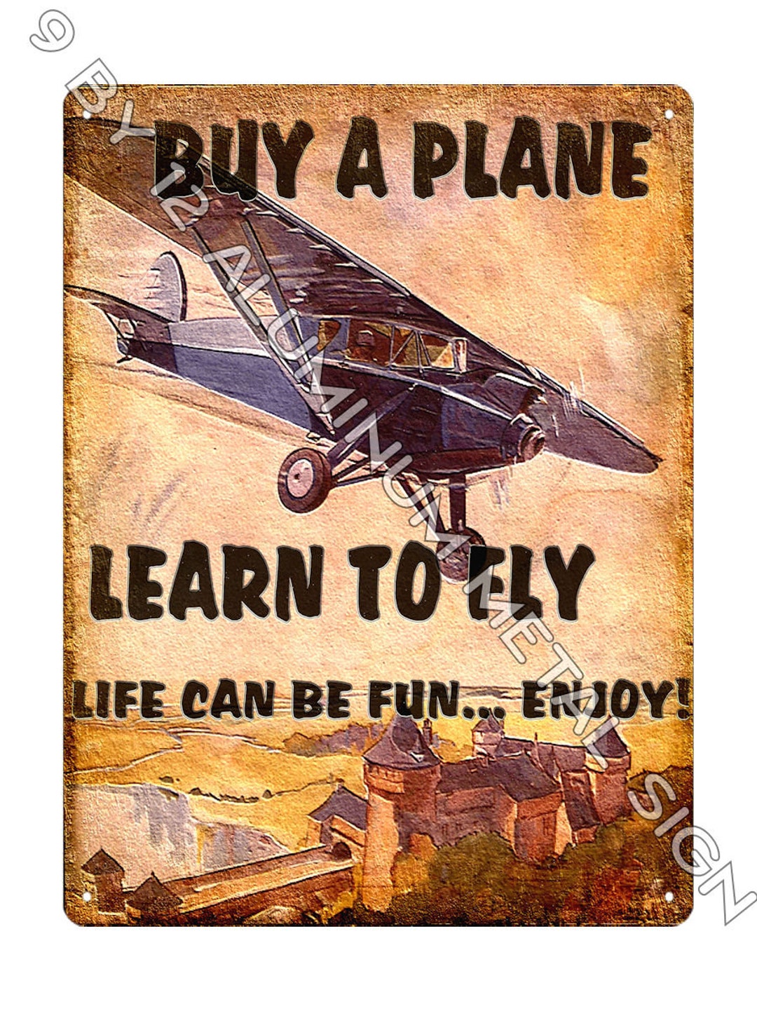 AIRPLANE Lessons Pilot METAL SIGN Aviation Art Vintage Style Air Hanger ...