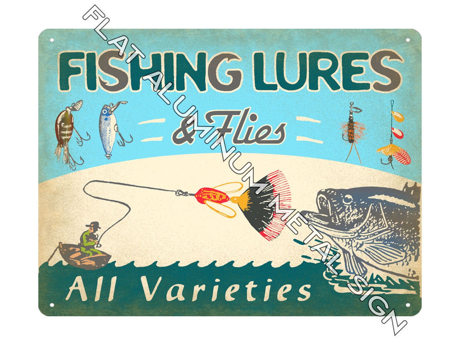 Fishing Lures METAL SIGN Tackle Box Fish Hooks Vintage Style - Etsy UK