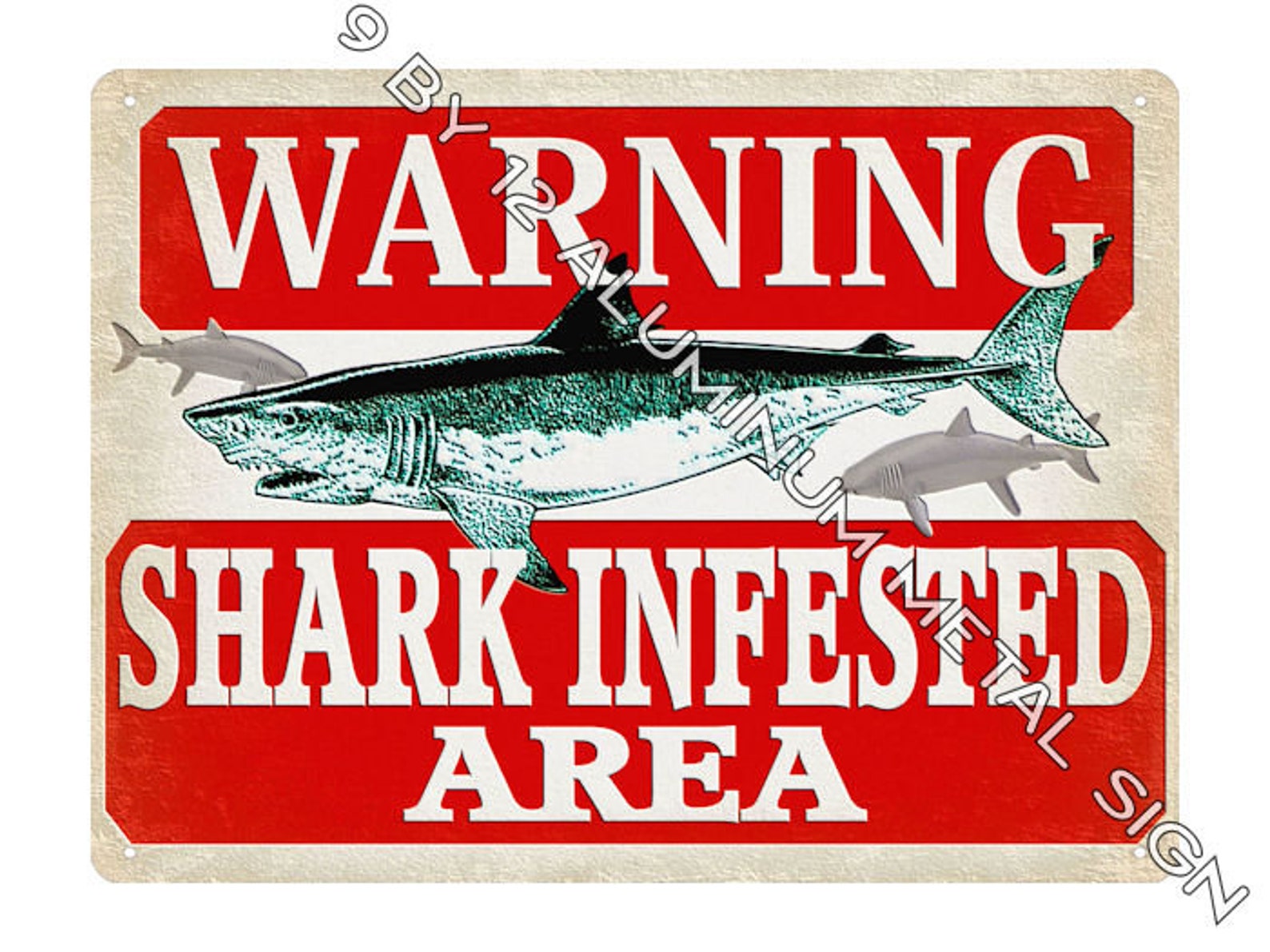 SHARK Warning METAL SIGN Funny Awesome Gift for Kids Aquarium Room 1950 ...
