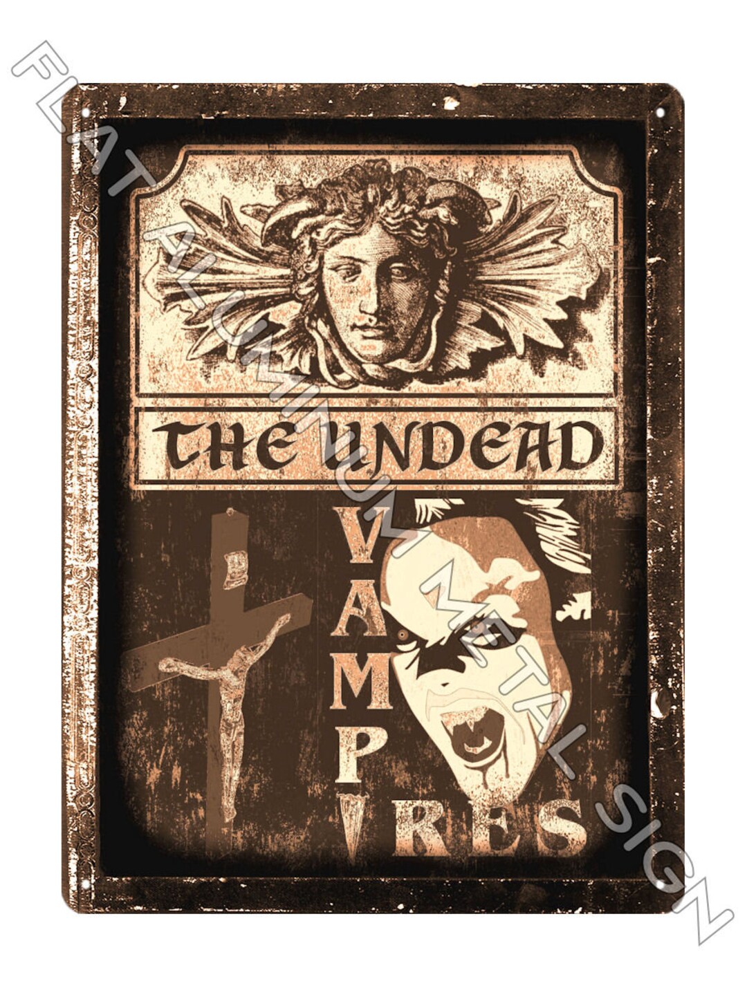 Dracula Vampire Halloween Decoration METAL SIGN Retro Style Art Plaque ...
