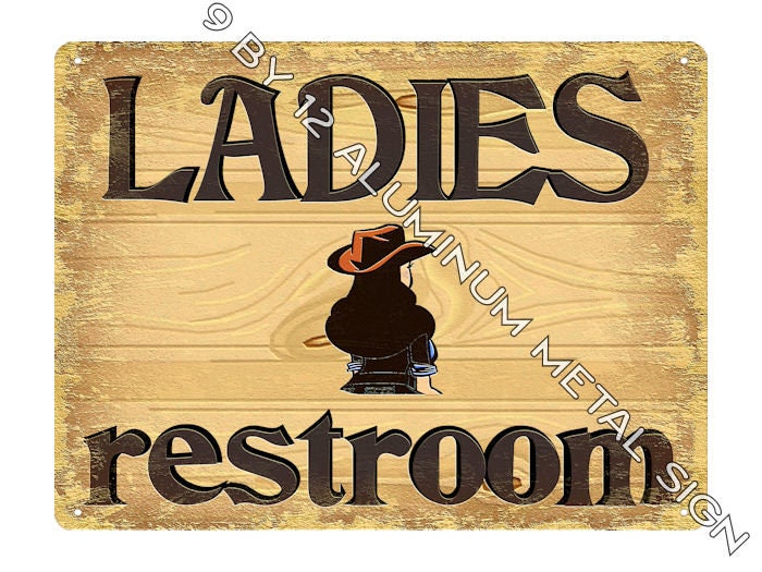 COWBOY Ladies Restroom METAL SIGN Country Western Bathroom Door Wall ...
