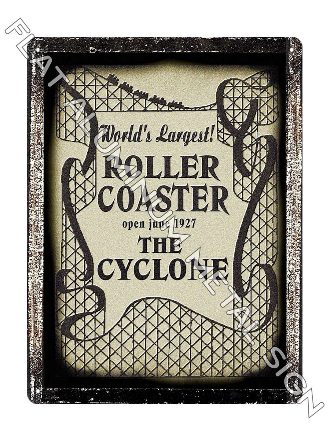 Coney Island the Cyclone 1927 Roller Coaster METAL SIGN Gift Vintage ...