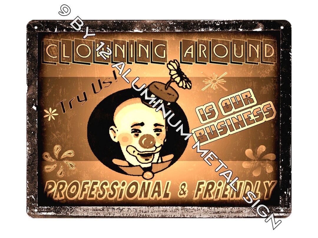 Professional Clown Ad Display METAL SIGN Vintage Retro 1950 Style Great ...