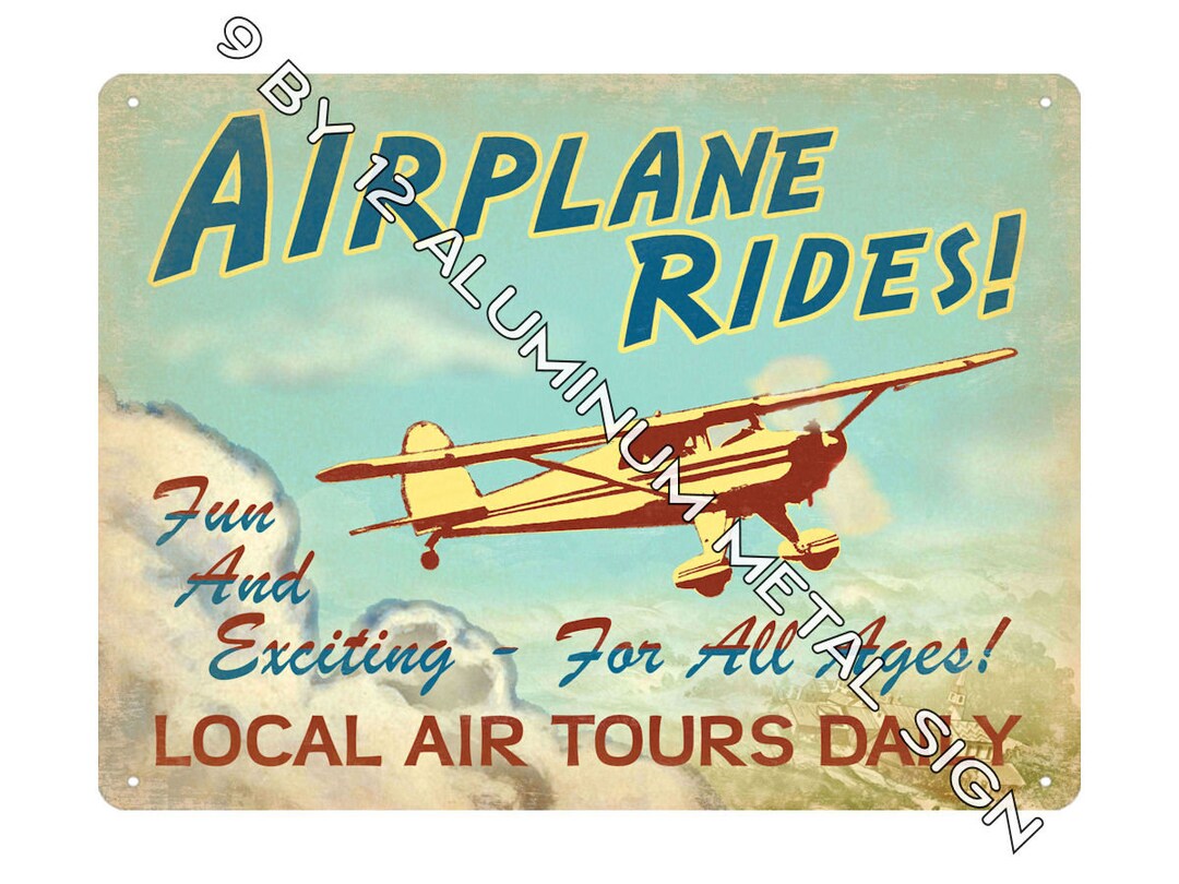 Airplane Rides Sign Luscombe Vintage Style Metal Sign Aviation Pilot ...