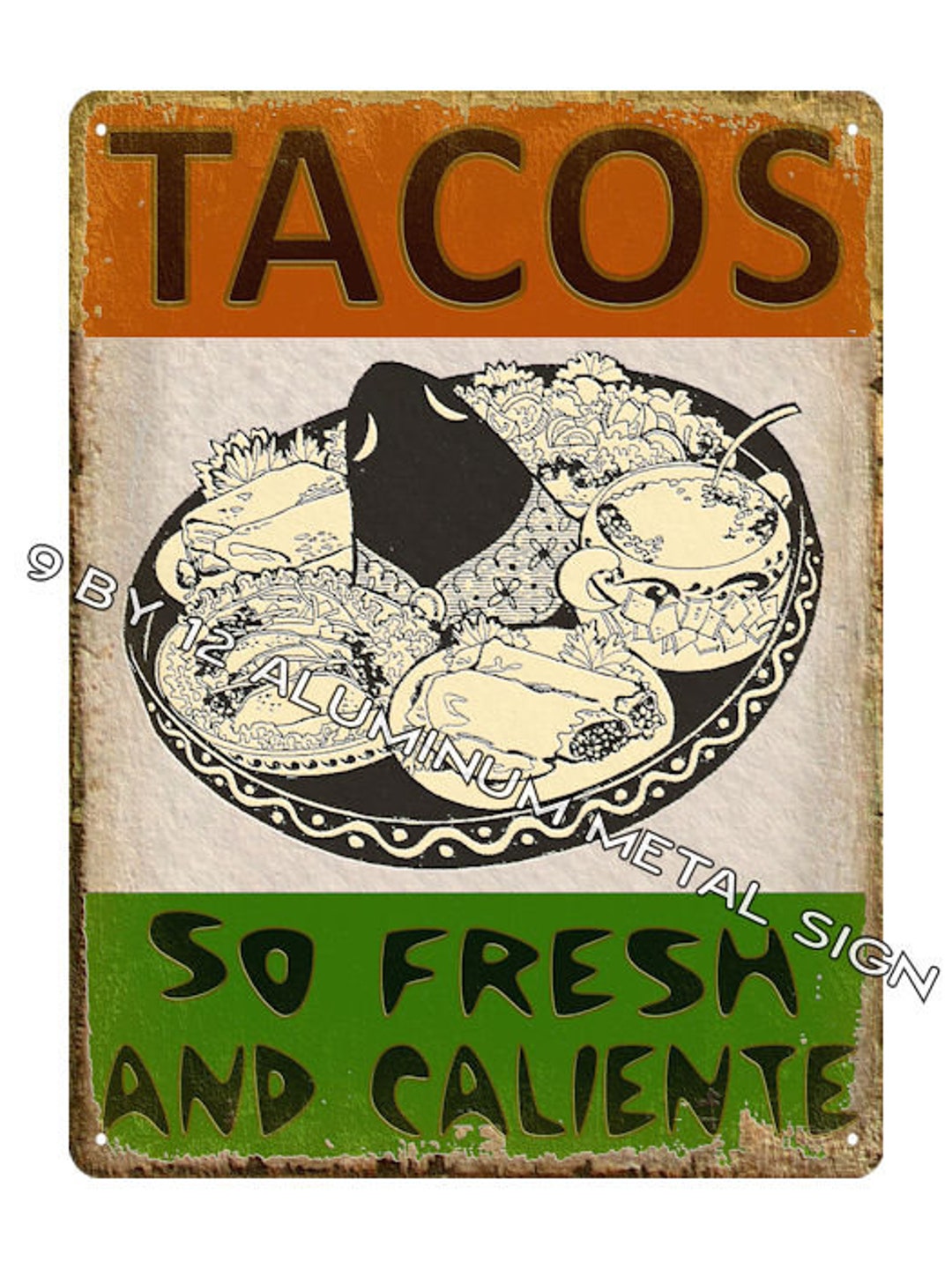 Tacos Mexican Food METAL SIGN Mexican Restaurant Deli Diner Vintage ...