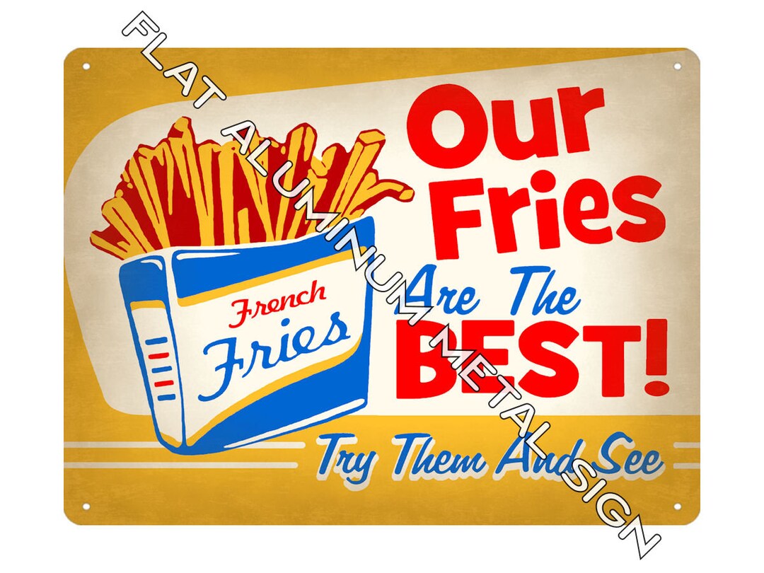 French Fries Diner Deli Decor METAL SIGN Restaurant Wall Retro Art - Etsy