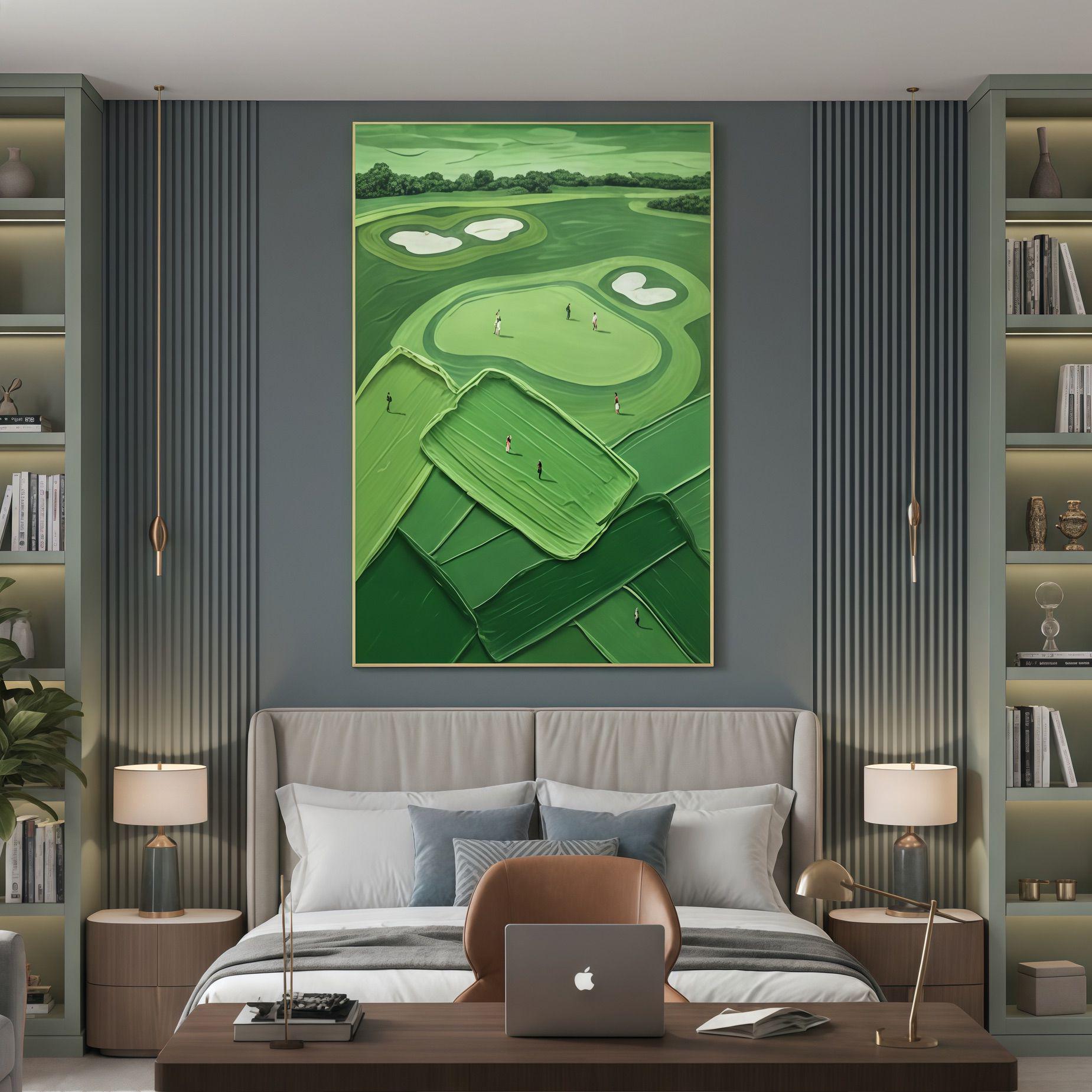 Hand-painted Textured Golf Course Oil Painting,aerial View Green ...