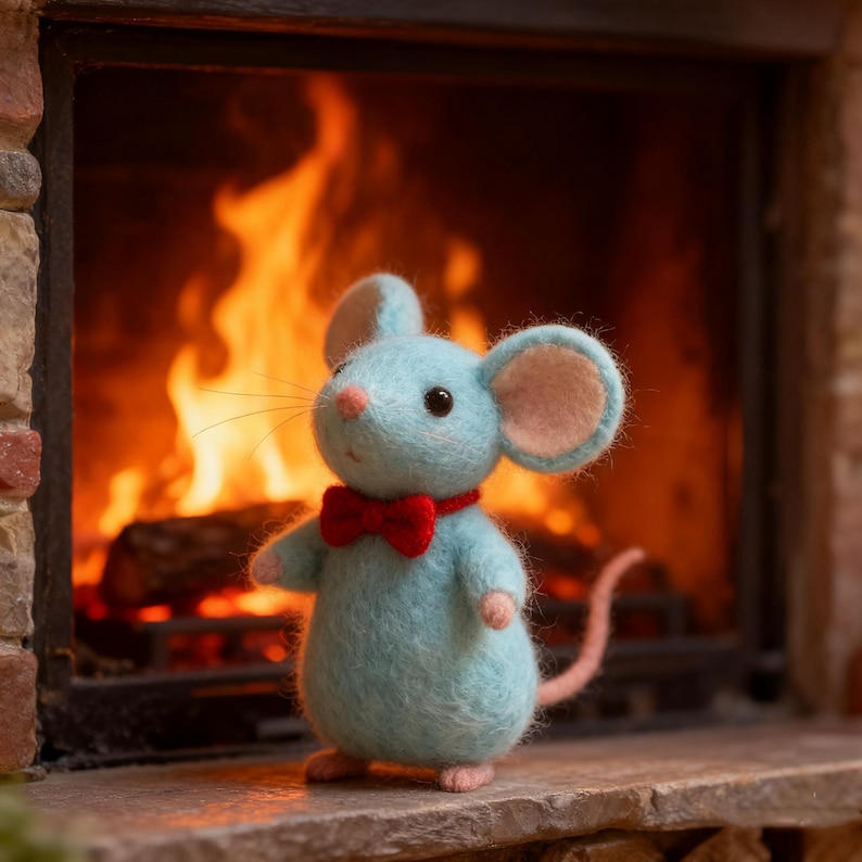 Wool Felted Mouse Doll, Handmade Wool Animal Toy, Miniature Mouse ...
