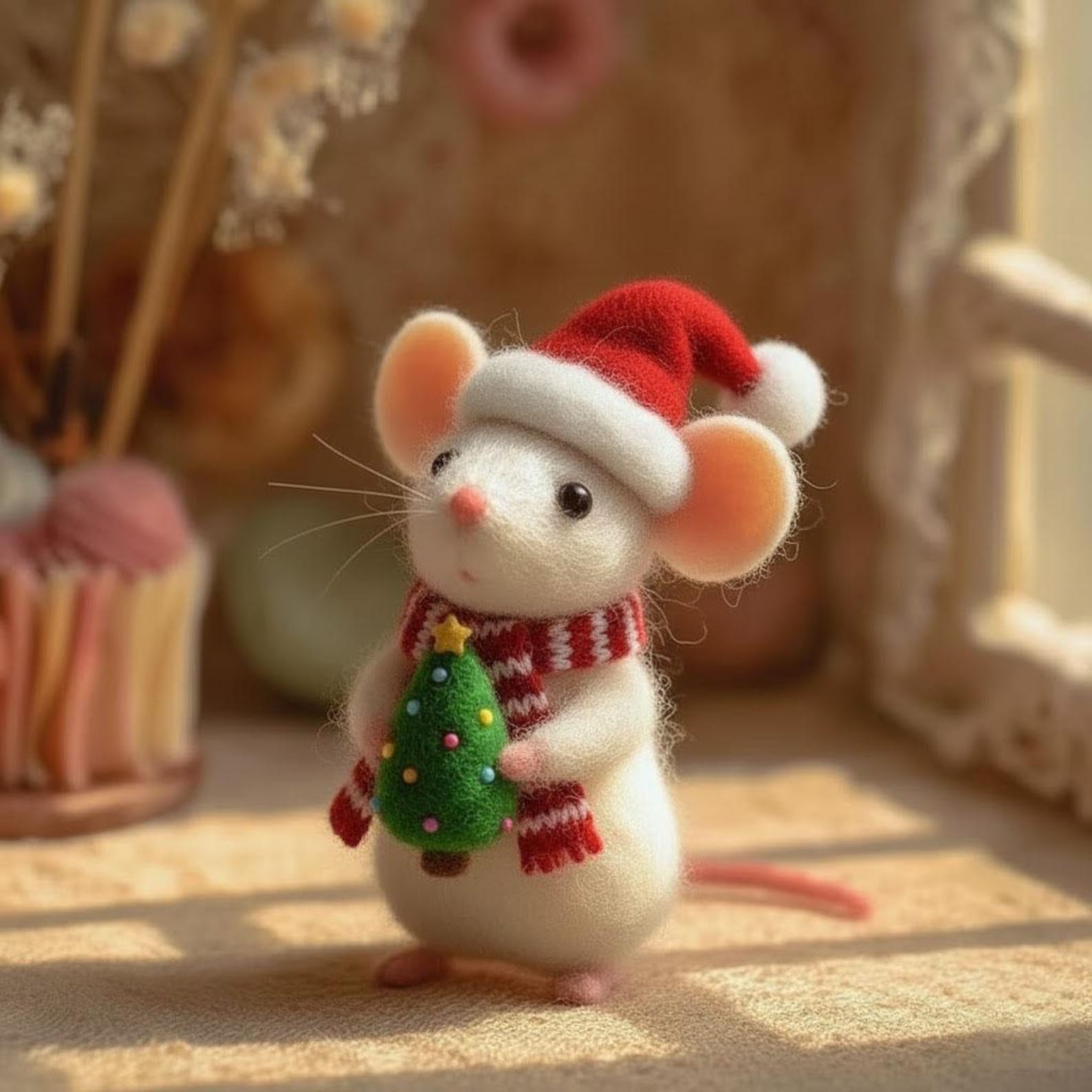 Handmade Needle Felted Mouse | Cute Wool Animal Figurine | Felt Plush ...