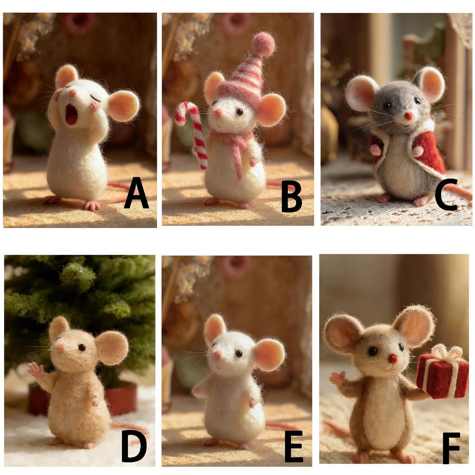 Wool Felted Mouse Doll, Handmade Wool Animal Toy, Miniature Mouse ...