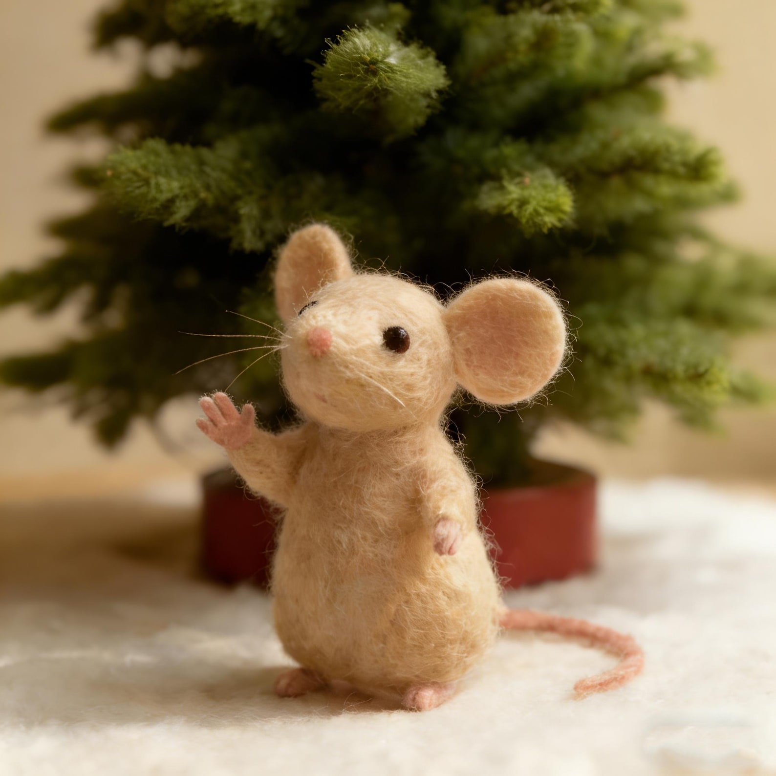 Wool Felted Mouse Doll, Handmade Wool Animal Toy, Miniature Mouse ...