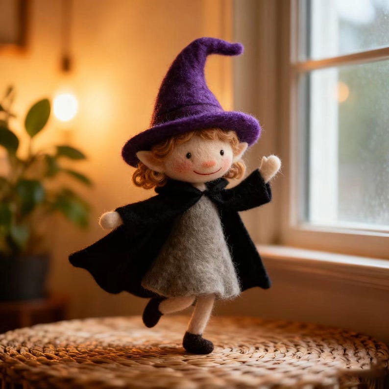 Wool Felt Elf Doll, Handmade Needle Felted Fairy Figurine, Christmas ...