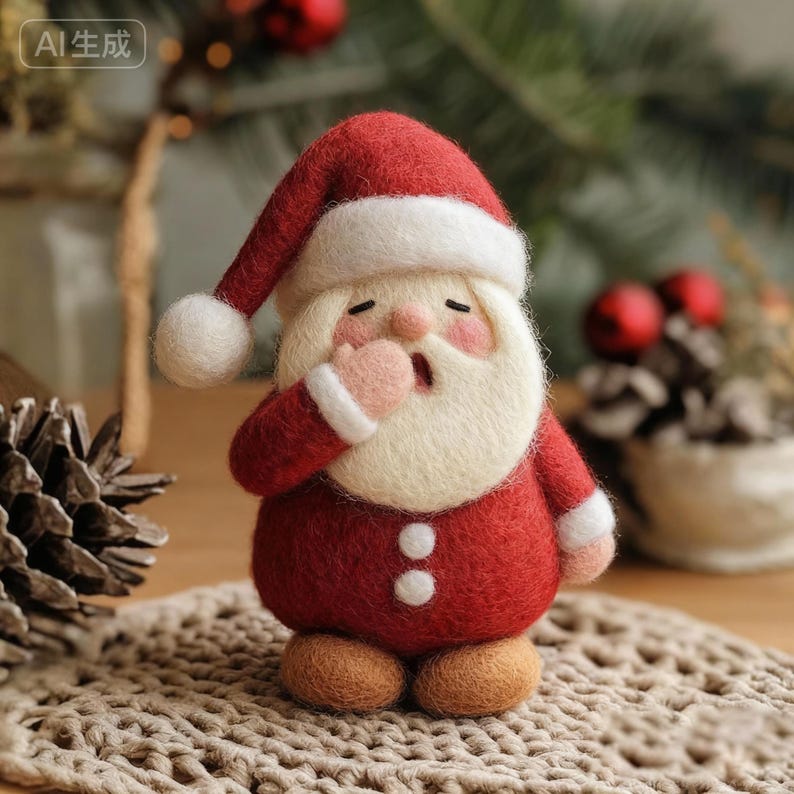 Handmade Wool Felt Santa Claus, Felt Christmas Figurine, Handmade ...