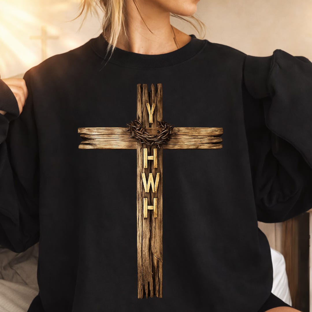 YHWH Cross Christian SVG & PNG | Crown of Thorns Design | Digital ...
