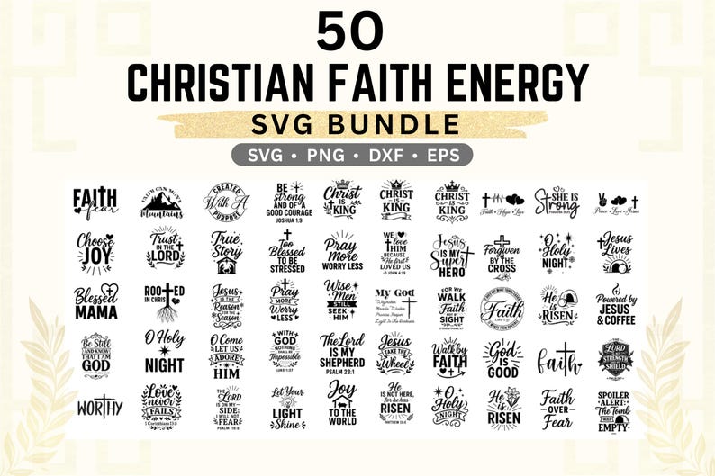 50 Christian Faith Energy Bible Verse SVG Bundle | Cricut Ready Files ...