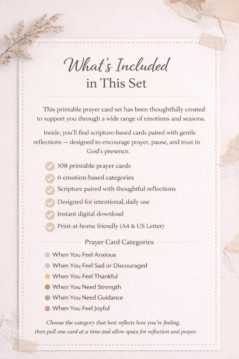 Printable Prayer Cards for Feelings & Emotions | 108 Bible Verse Cards ...