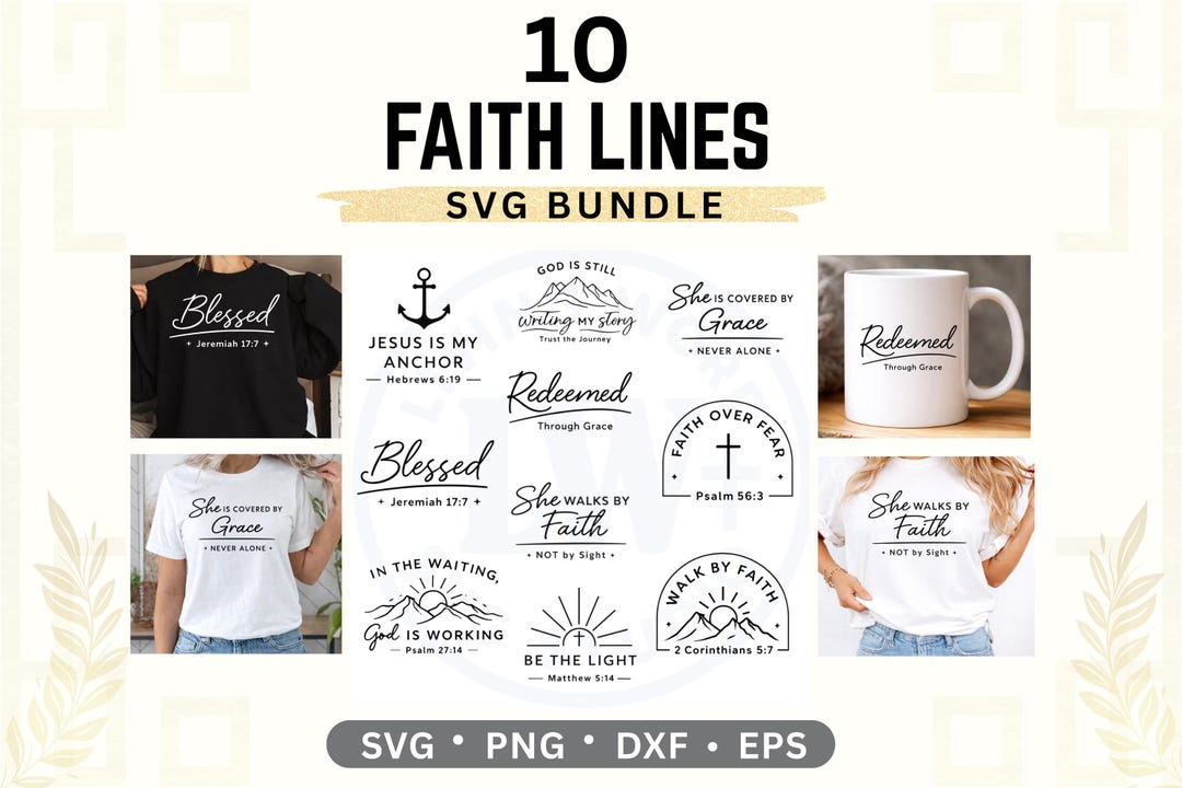 Faith Lines | Modern Christian SVG Mini Bundle (10 Designs) | Instant ...