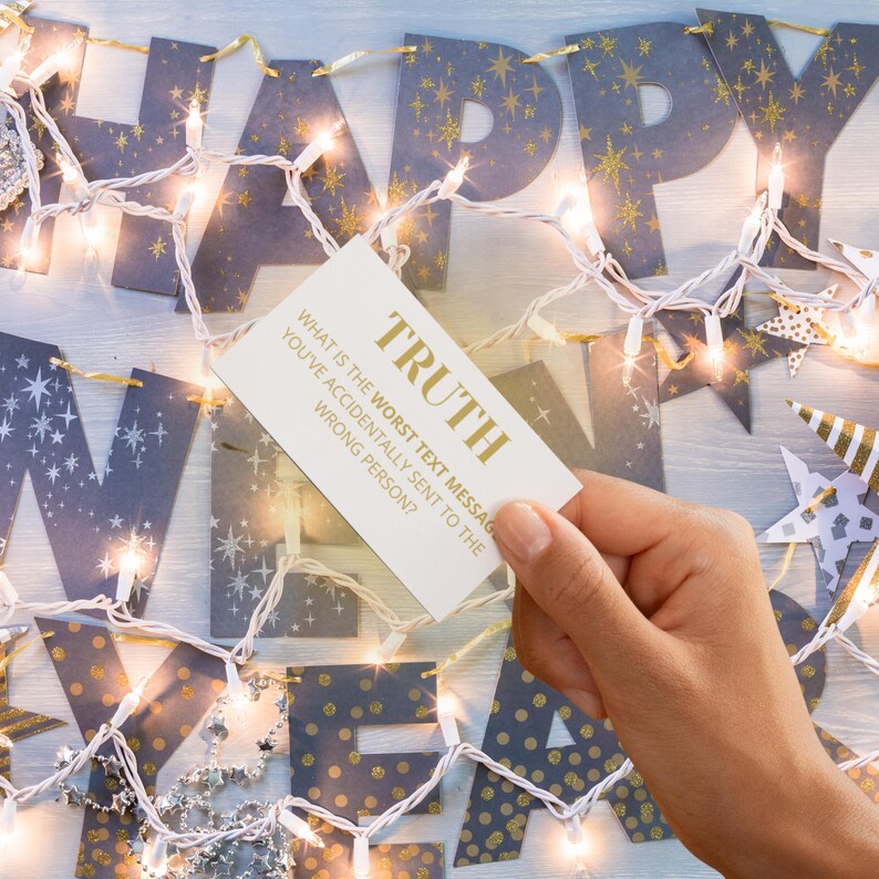 Truth or Dare Card Game Template, New Year Edition, 100 Cards Editable ...