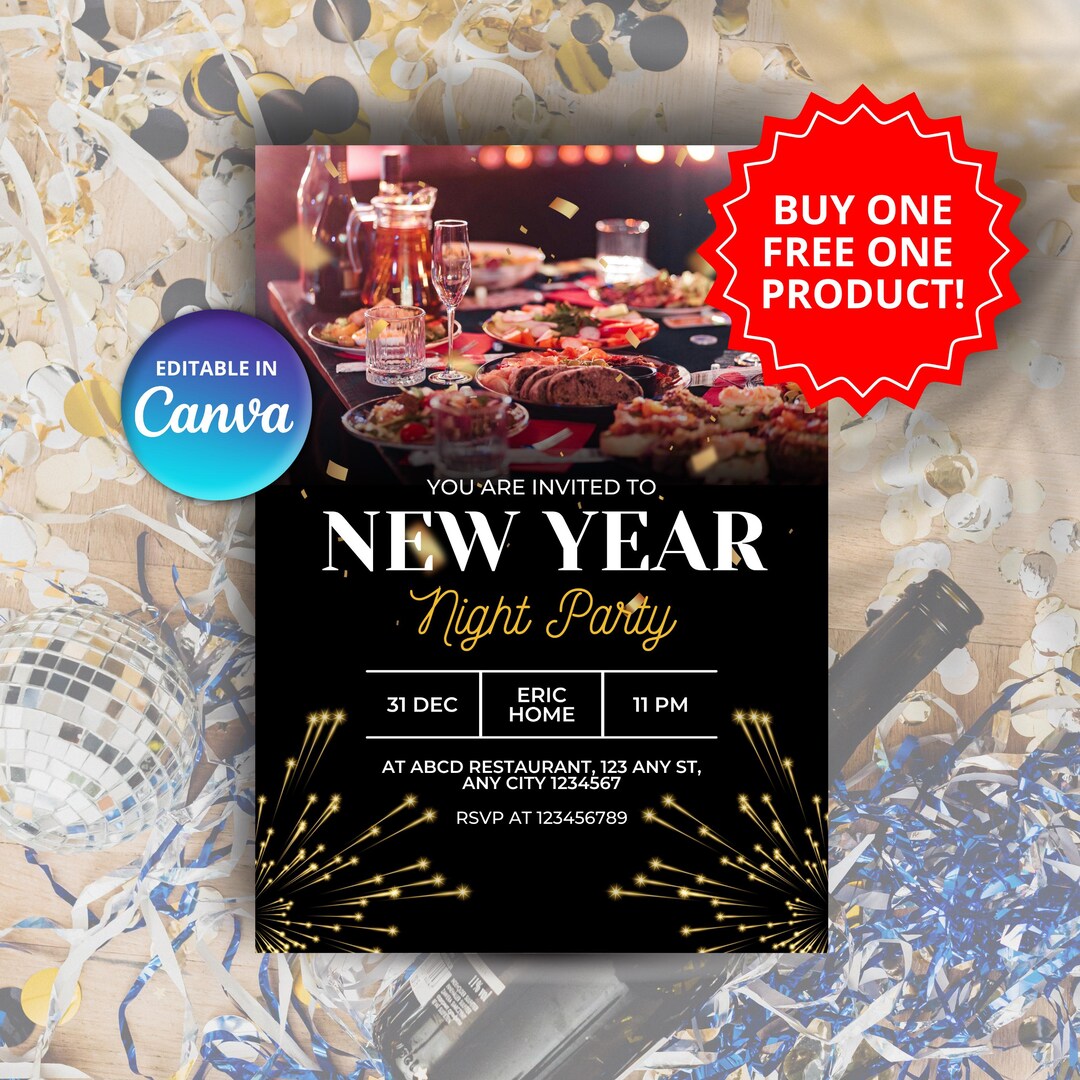 New Year Party Invitation Template, NYE Invite, Free Truth or Dare Game ...