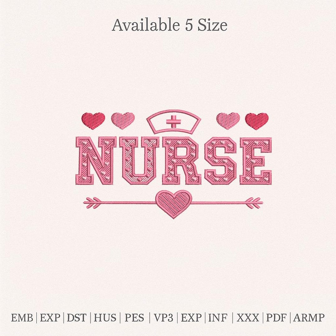 Nurse Embroidery Design, Nurse Word Satin Stitch Pattern, Medical Nurse ...