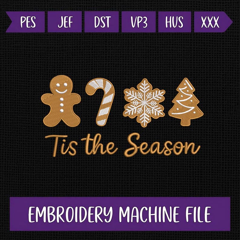 Tis the Season Embroidery Machine File | PES, JEF, DST, Vp3, Hus ...